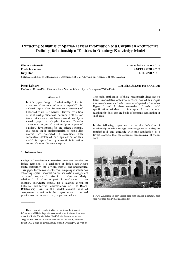 (PDF) Extracting Semantic of Spatial-Lexical Information of a Corpus on Architecture, Defining ...