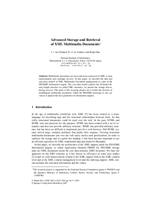 (PDF) Advanced Storage and Retrieval of XML Multimedia Documents