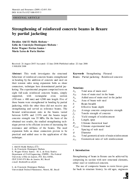 (PDF) Strengthening of reinforced concrete beams in flexure by partial ...