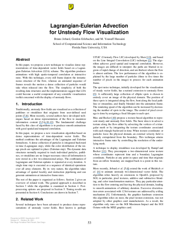 (PDF) Lagrangian-Eulerian advection for unsteady flow visualization