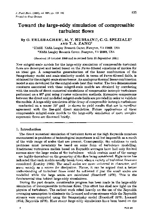 (PDF) Toward the large-eddy simulation of compressible turbulent flows