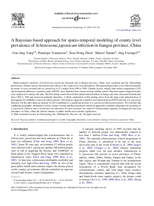 Pdf A Bayesian Based Approach For Spatio Temporal Modeling Of County Level Prevalence Of