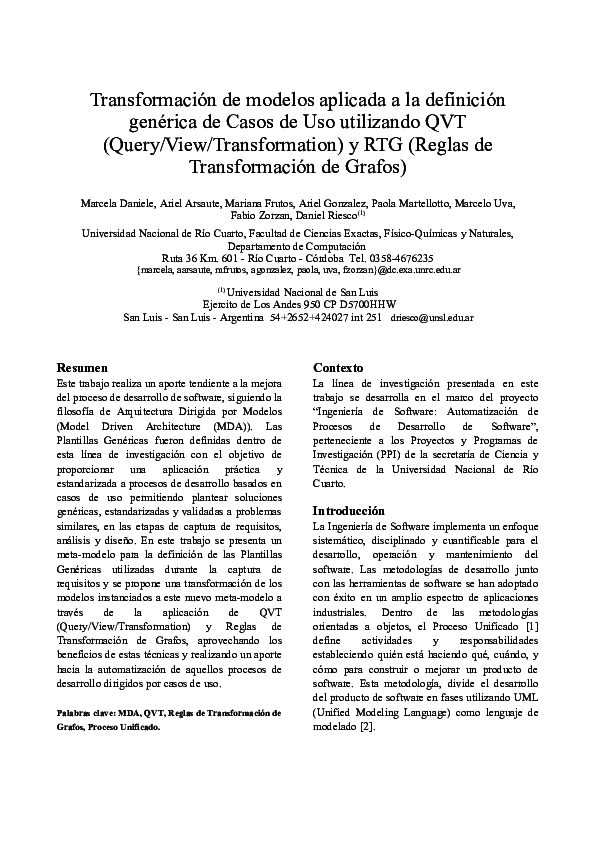 (PDF) Transformación de modelos aplicada a la definición genérica de ...