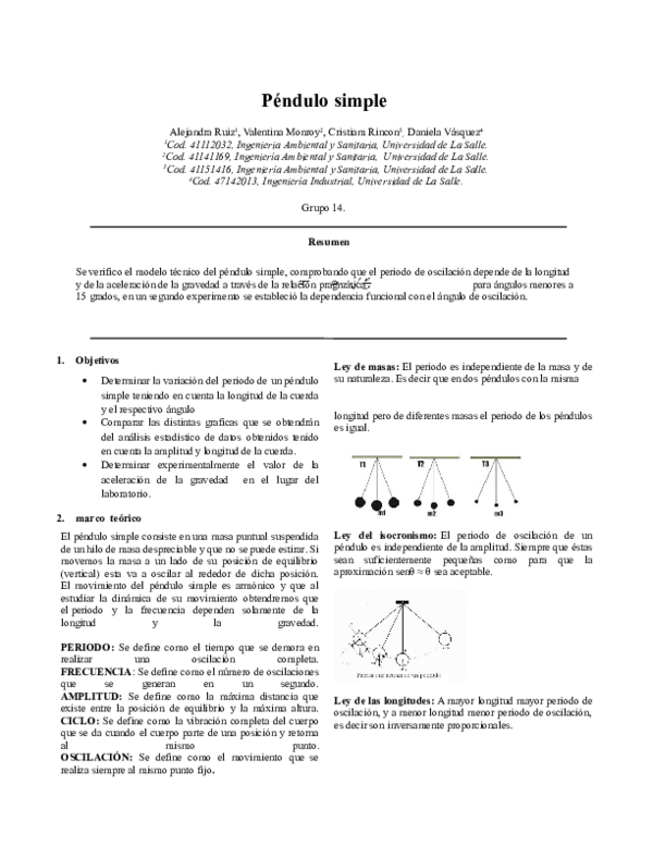 (DOC) Péndulo simple
