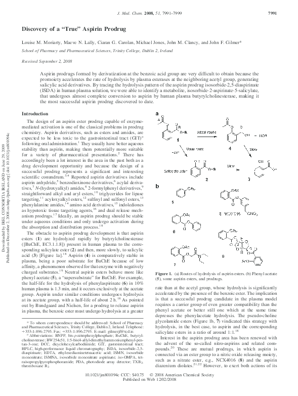 (PDF) Discovery of a “True” Aspirin Prodrug