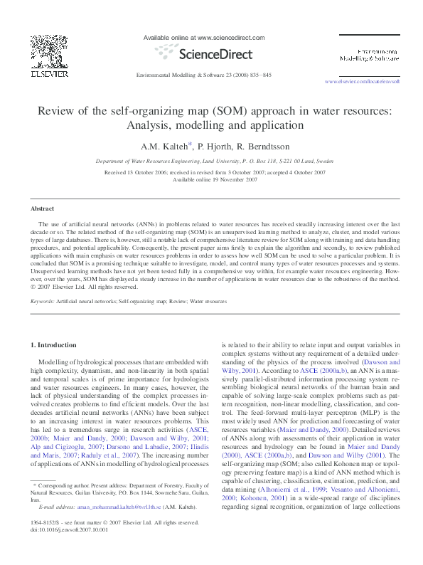 (PDF) Review of the self-organizing map (SOM) approach in water ...