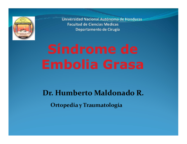 (PDF) Síndrome de Síndrome de Embolia Grasa Embolia Grasa Ortopedia y ...