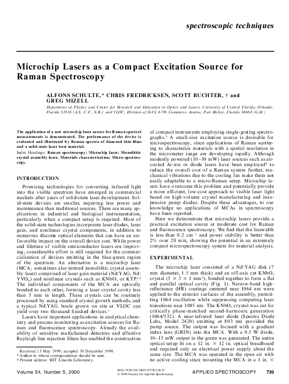 (PDF) Microchip lasers as a compact excitation source for Raman ...