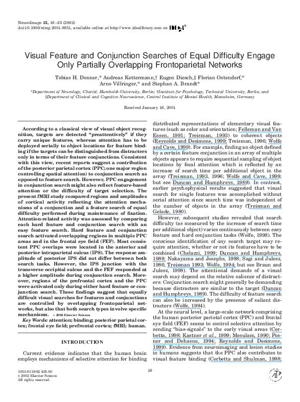 Pdf Visual Feature And Conjunction Searches Of Equal Difficulty