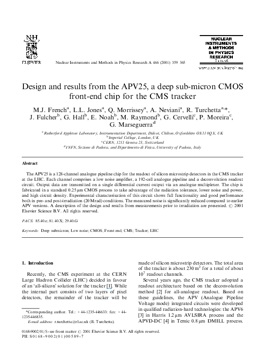 (PDF) Design and results from the APV25, a deep sub-micron CMOS front ...