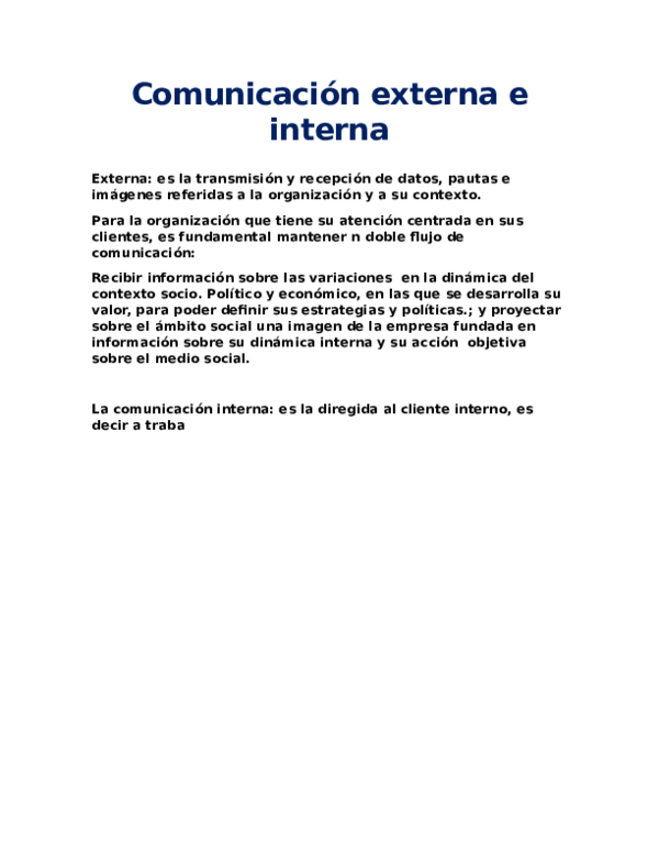 (DOC) Comunicación externa e interna
