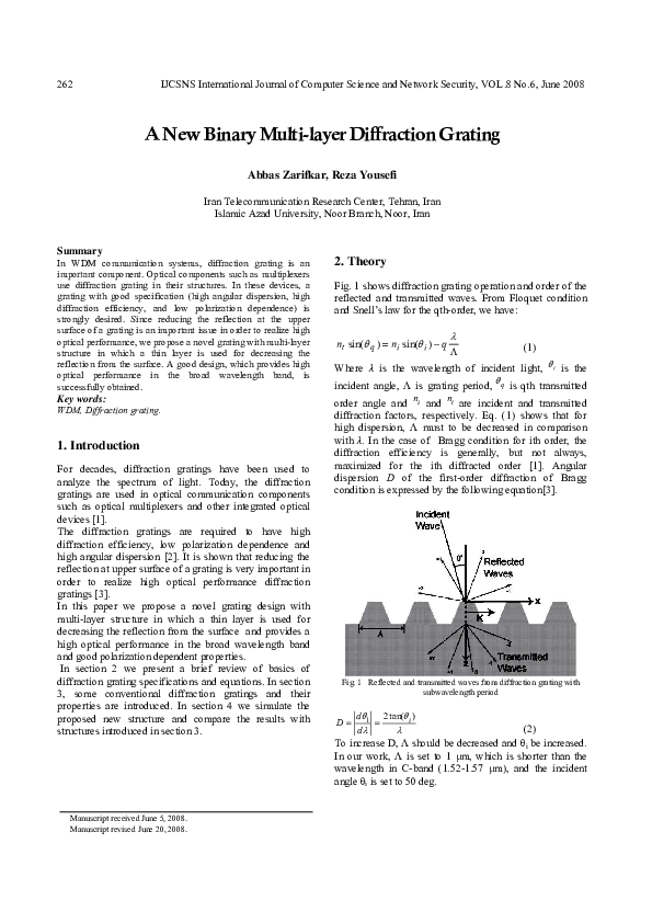 (PDF) A new binary multi-layer diffraction grating