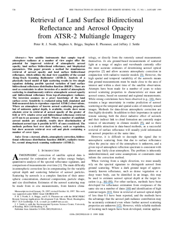 (PDF) Retrieval of land surface bidirectional reflectance and aerosol opacity from ATSR-2 ...