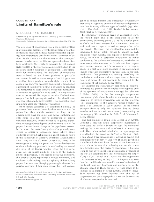 (PDF) Limits of Hamilton's rule