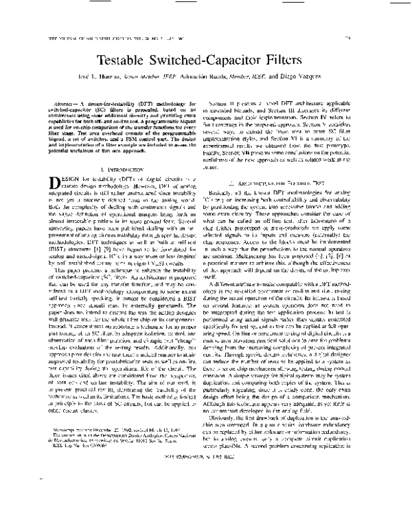 (PDF) Testable switched-capacitor filters