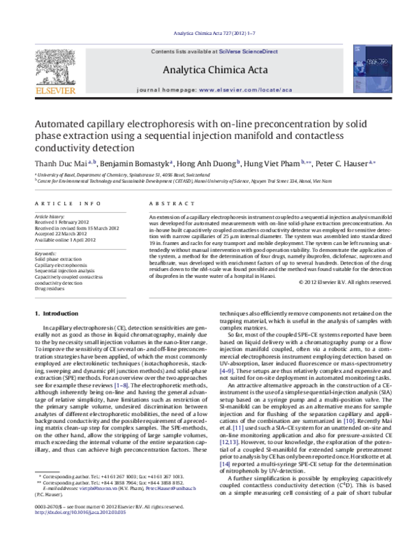 (PDF) Automated capillary electrophoresis with on-line preconcentration by solid phase ...