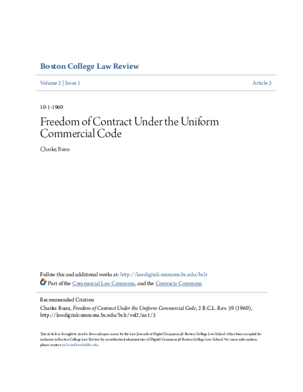 (PDF) Freedom of Contract Under the Uniform Commercial Code