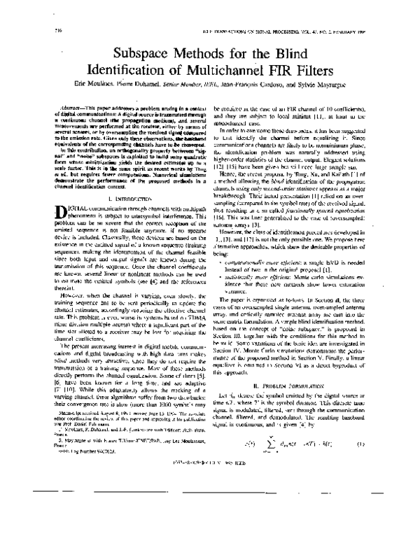 (PDF) Subspace methods for the blind identification of multichannel FIR filters