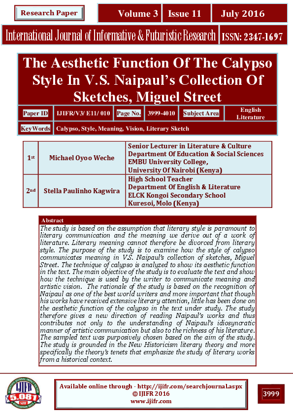(PDF) The Aesthetic Function Of The Calypso Style In V.S. Naipaul’s ...