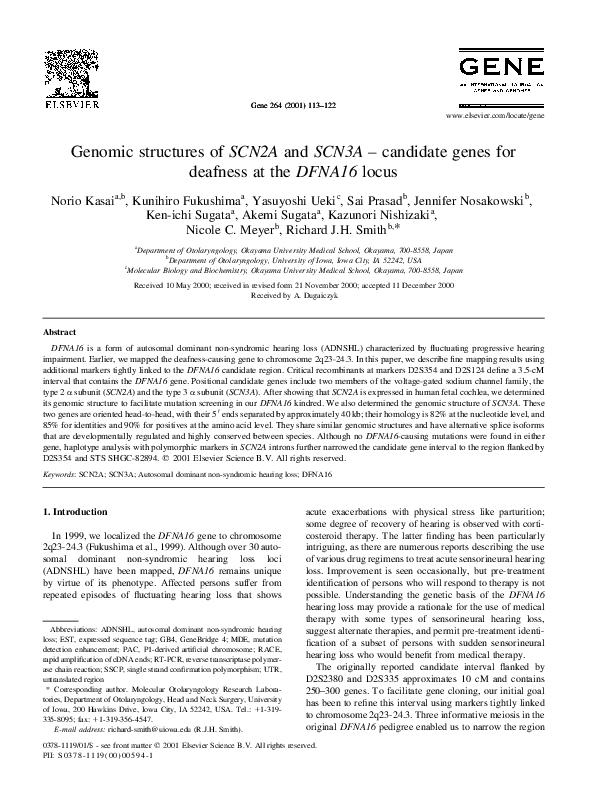 (PDF) Genomic structures of SCN2A and SCN3A – candidate genes for ...