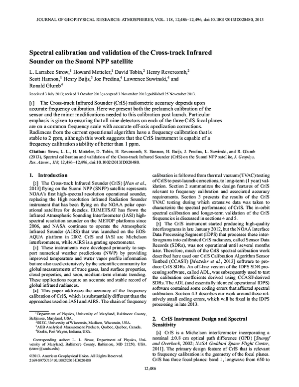 (PDF) Spectral calibration and validation of the Cross-track Infrared ...