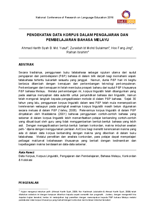 (DOC) PENDEKATAN DATA KORPUS DALAM PENGAJARAN DAN PEMBELAJARAN BAHASA ...
