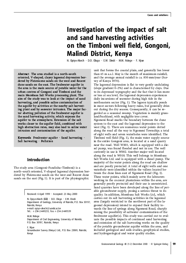 (PDF) Investigation of the impact of salt and sand harvesting ...