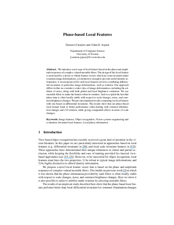 (PDF) Phase-Based Local Features