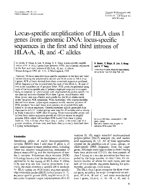 (PDF) Locus-specific amplification of HLA class I genes from genomic ...
