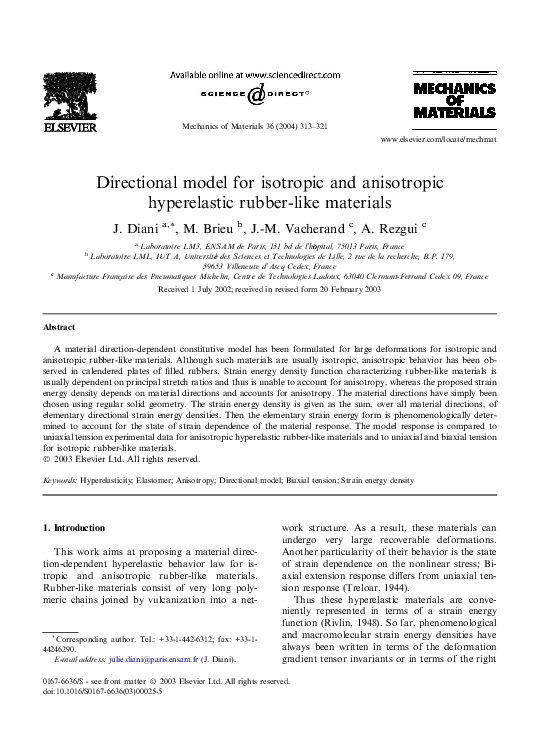 (PDF) Directional model for isotropic and anisotropic hyperelastic ...