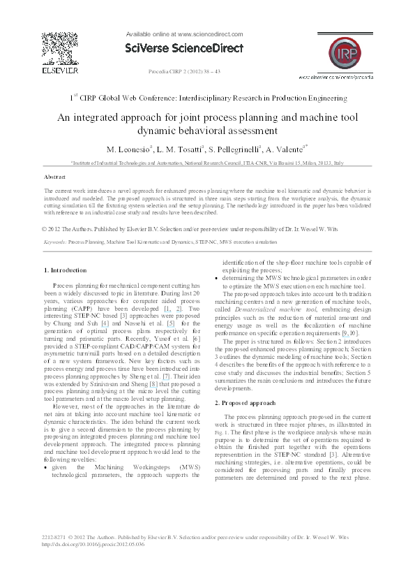 (PDF) An integrated approach for joint process planning and machine tool dynamic behavioral ...