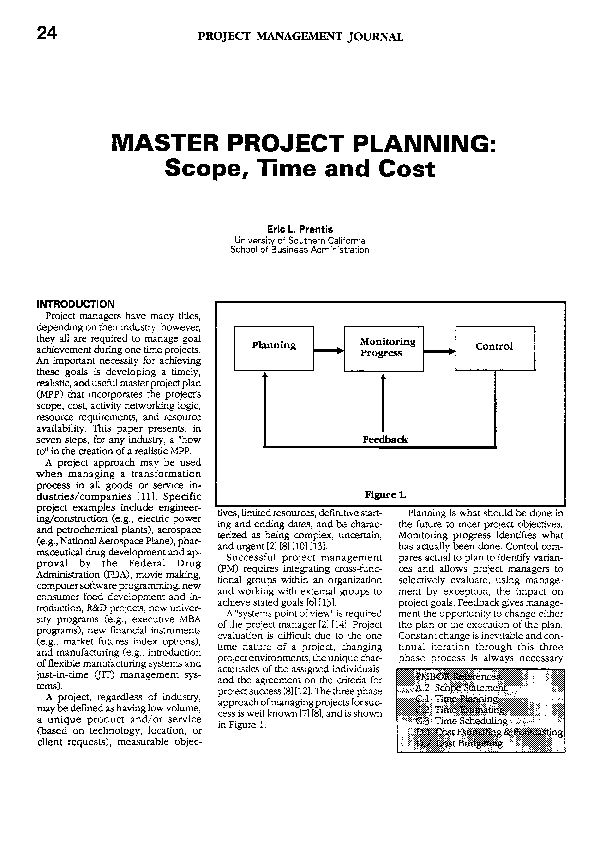 (PDF) Master Project Scheduling: Scope, Time and Cost