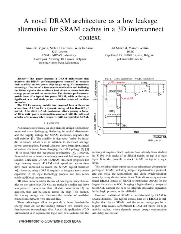 (PDF) A novel DRAM architecture as a low leakage alternative for SRAM ...