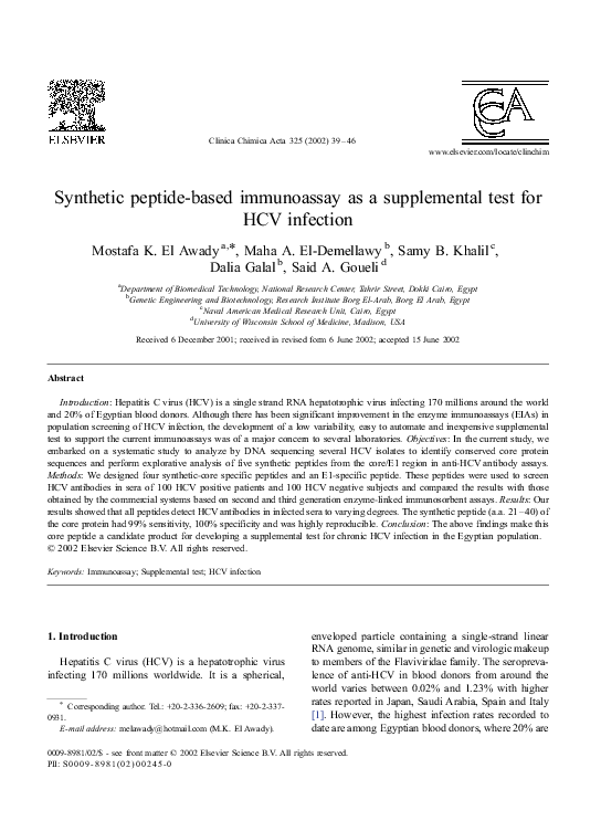 (PDF) Synthetic peptide-based immunoassay as a supplemental test for ...