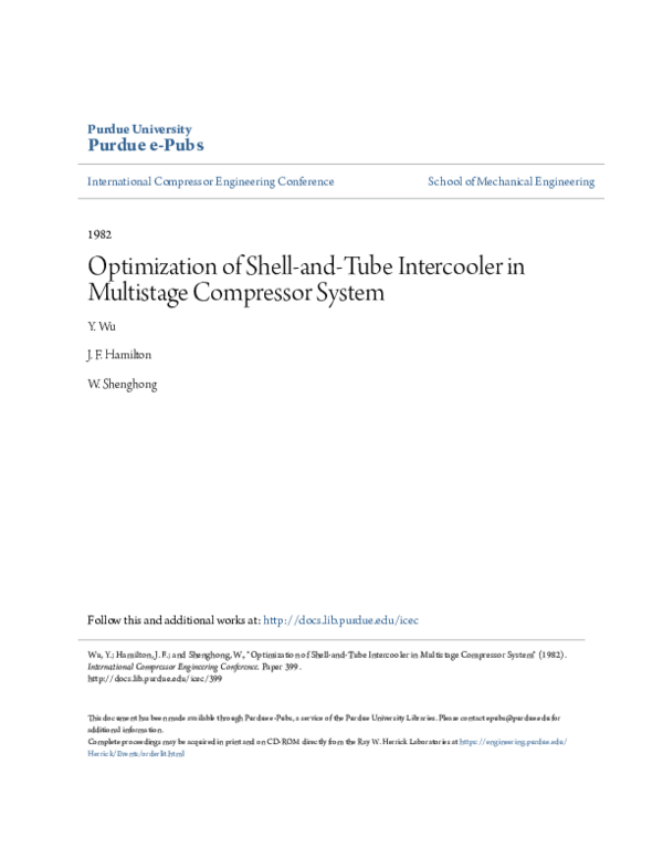 (PDF) Optimization of Shell-and-Tube Intercooler in Multistage ...