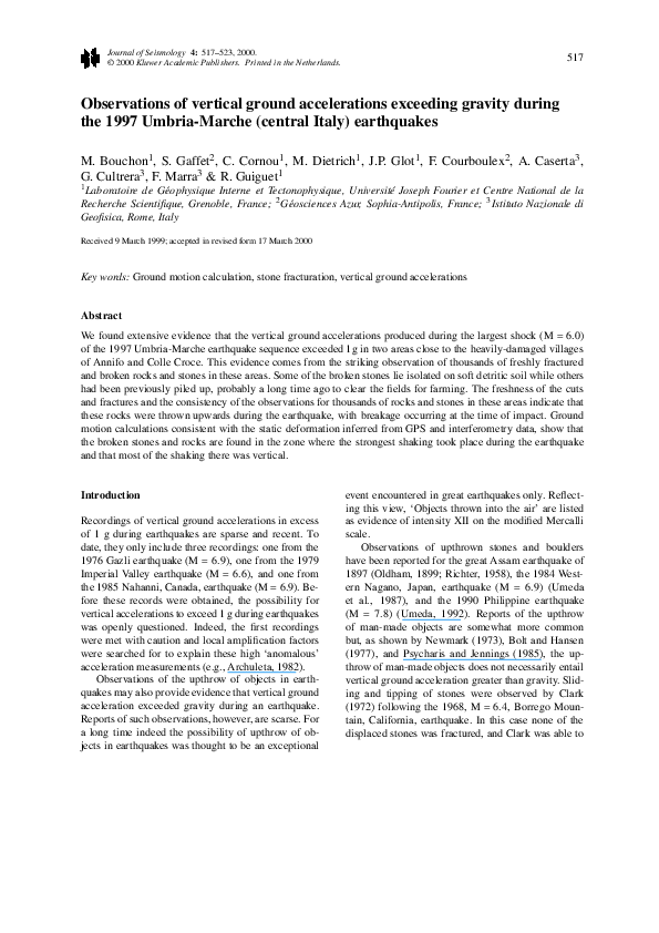 (PDF) Observations of vertical ground accelerations exceeding gravity ...