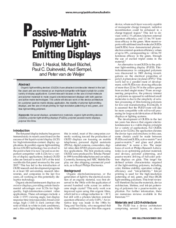 (PDF) Passive-Matrix Polymer Light-Emitting Displays