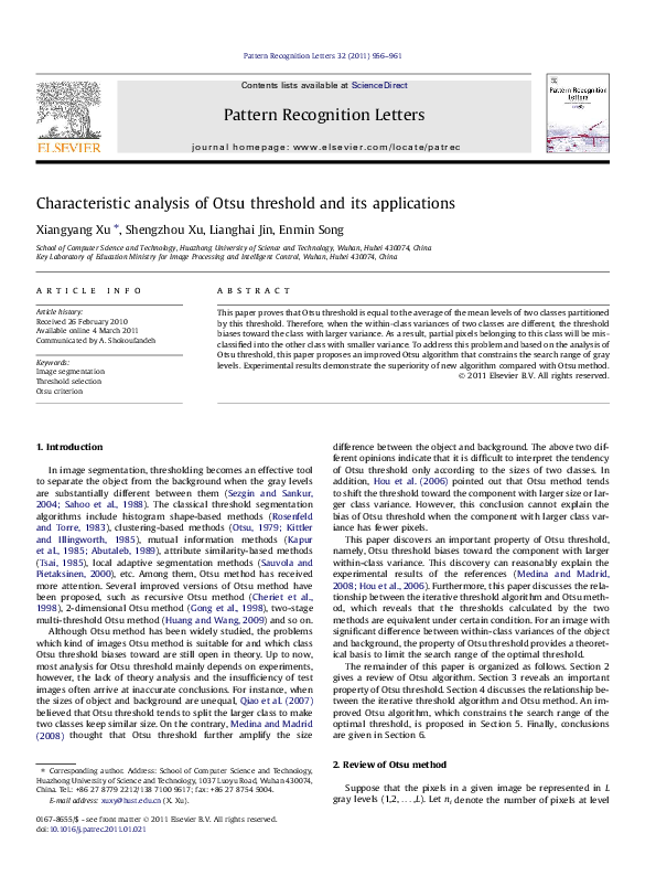 (PDF) Characteristic analysis of Otsu threshold and its applications