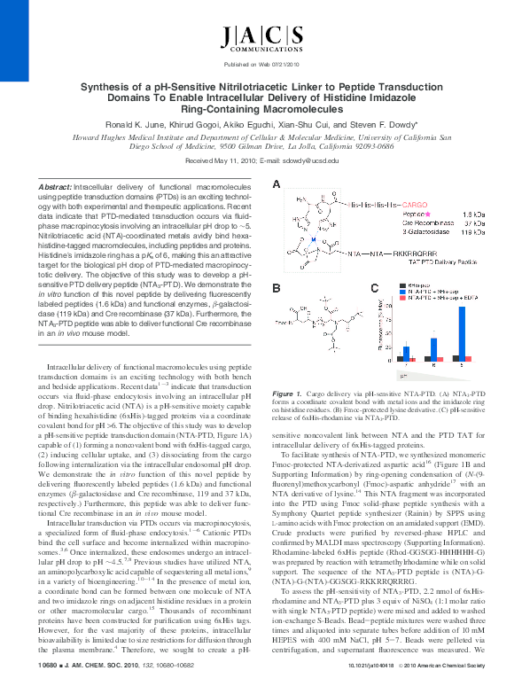 (PDF) Synthesis of a pH-Sensitive Nitrilotriacetic Linker to Peptide ...