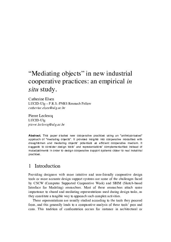 (PDF) Mediating objects in new industrial cooperative practices: an ...