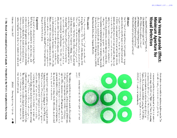 (PDF) The Venus Aureole Effect: Minimum Aperture for Visual Detection