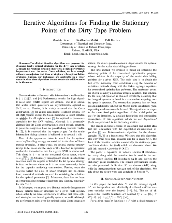 Pdf Iterative Algorithms For Finding The Stationary Points Of The
