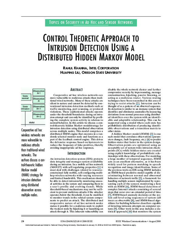 Pdf Modelling Intrusion Detection System Using Hidden Markov Model A Review Preeti Saini
