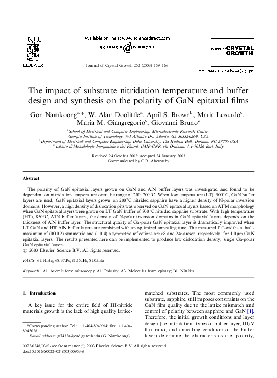 (PDF) The impact of substrate nitridation temperature and buffer design and synthesis on the ...