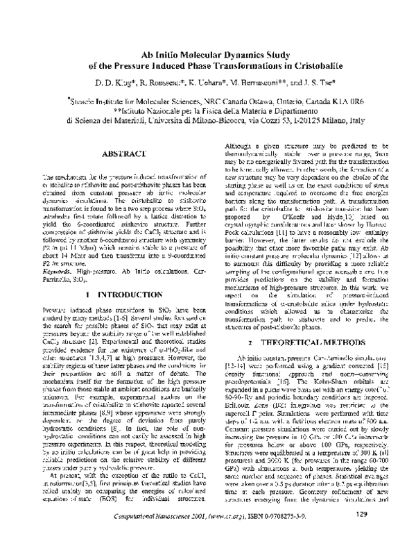 (PDF) Ab initio molecular dynamics study of pressure-induced phase transition in ZnS
