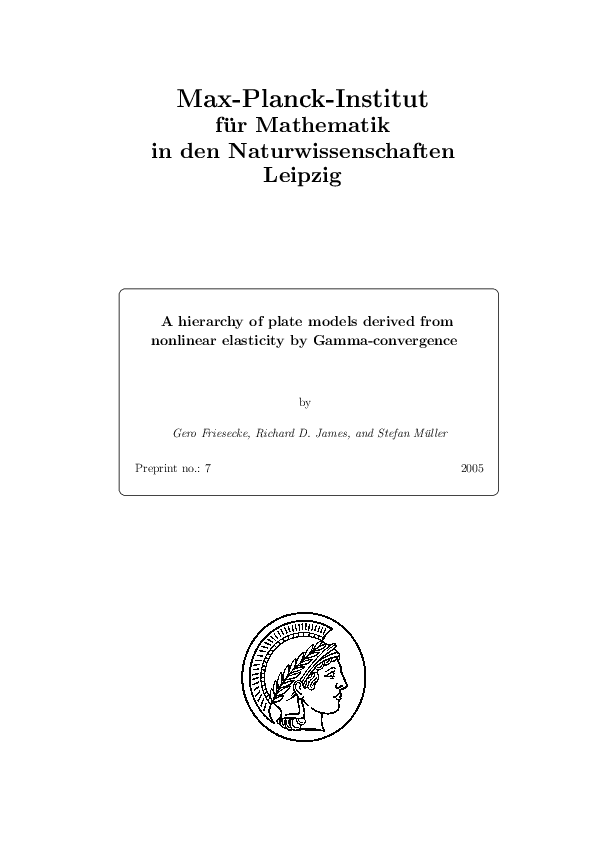 (PDF) A Hierarchy of Plate Models Derived from Nonlinear Elasticity by Gamma-Convergence