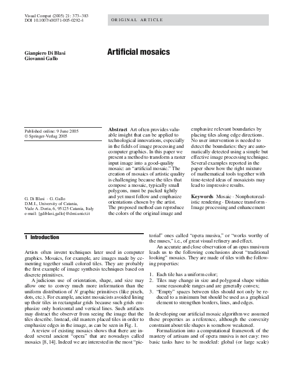 (PDF) Artificial mosaics