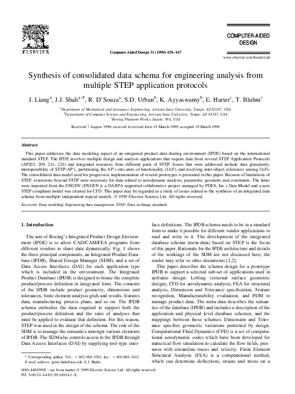 (PDF) Synthesis of consolidated data schema for engineering analysis ...