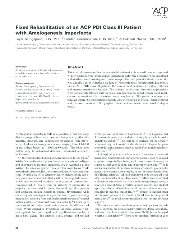 (PDF) Oral Rehabilitation of AI Class III Patient