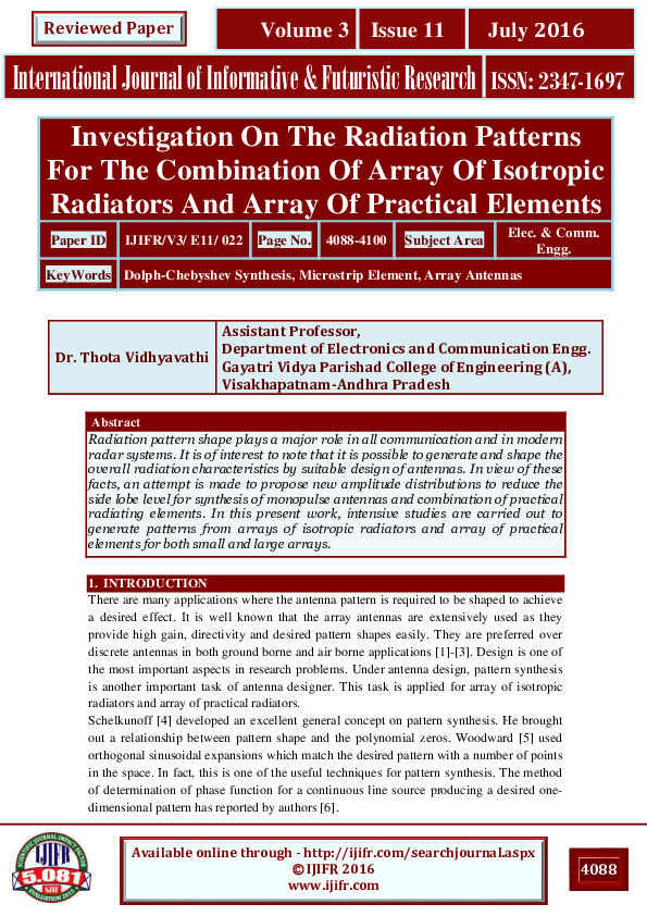 (PDF) Investigation On The Radiation Patterns For The Combination Of ...